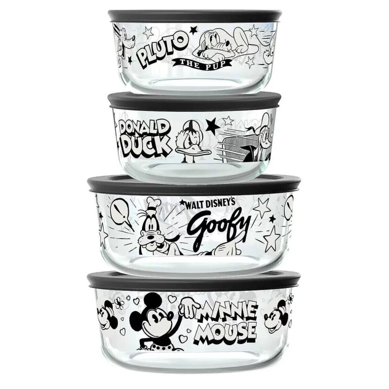 Pyrex Disney 100th Anniversary Glass Food Storage Snack Container Bowls ...