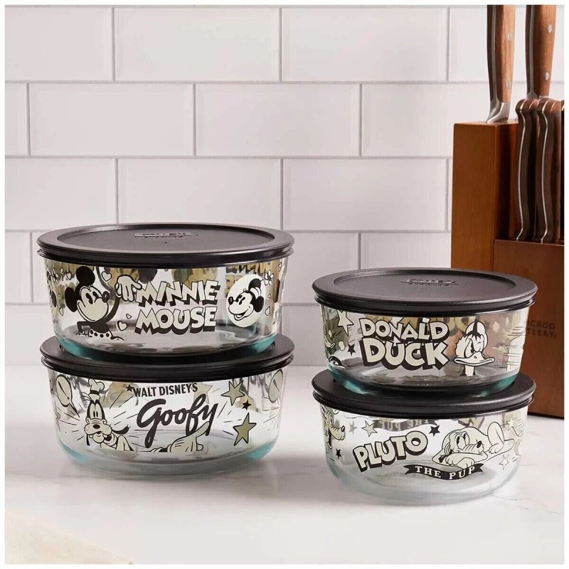 Pyrex Disney 100th Anniversary Glass Food Storage Snack Container Bowls ...